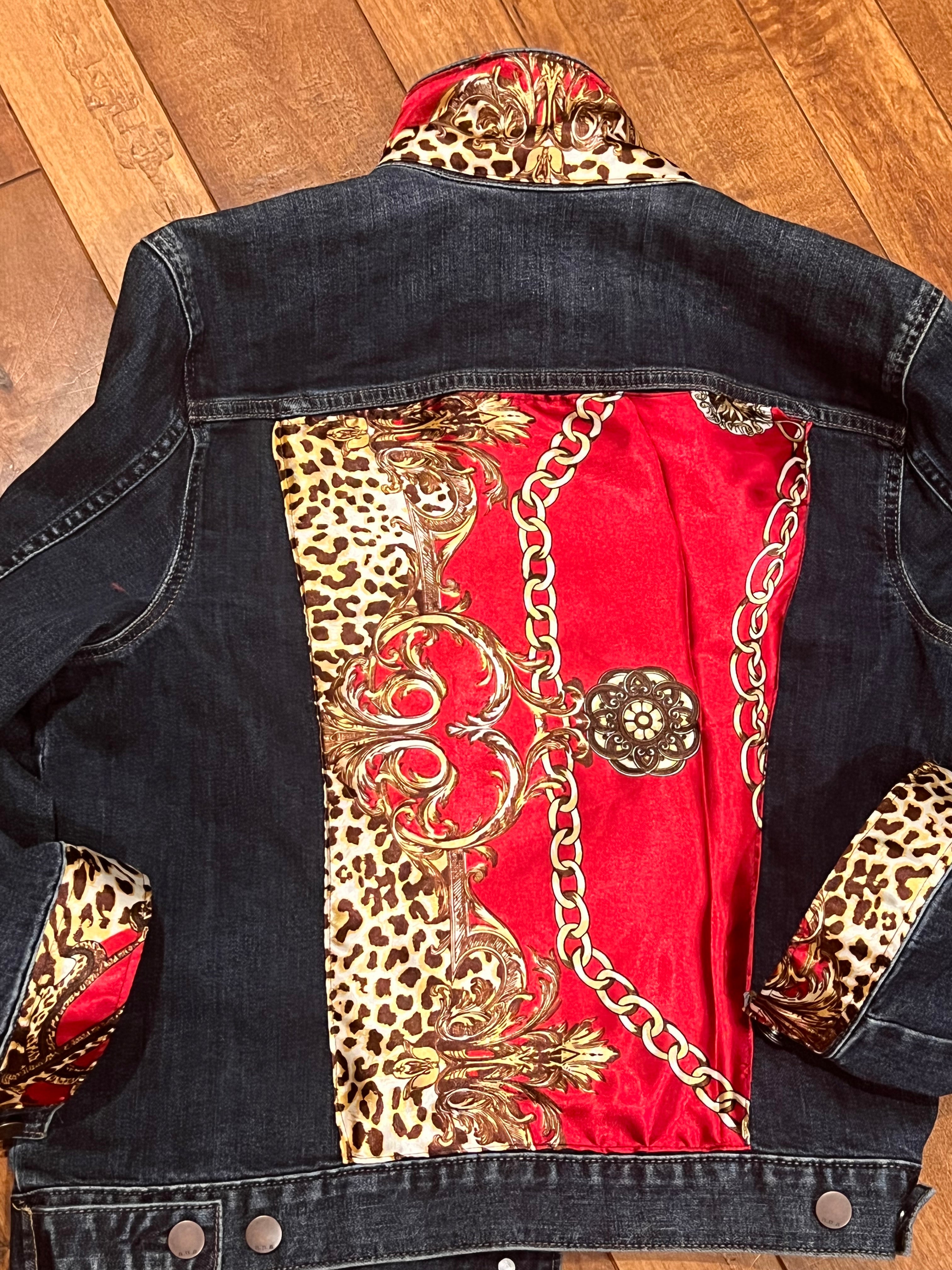 Red, Gold and Leopard Print Denim Jacket – J.Coffey and Company